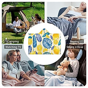 TaoYTao 40"x50" Women Summer Fruit Plant Lemon Blanket Hoodie, Foldable Wearable Funny Hooded Blanket Robe Cloak, Christmas Birthday Gifts Anniversary For Wife Girlfriend Women