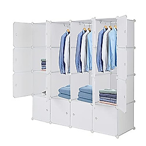 Customizable Modular Closet Organizer Stackable Shelves, Hanging Rod, and Multifunctional Design with White Doors