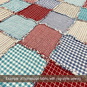 Cottage Blue 5 Mini Buffalo Plaid Cotton Homespun Fabric by JCS - Sold by The Yard