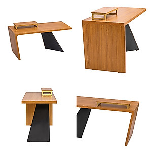 ChicFurnit Rectangular Computer Home Office Desk, Teak