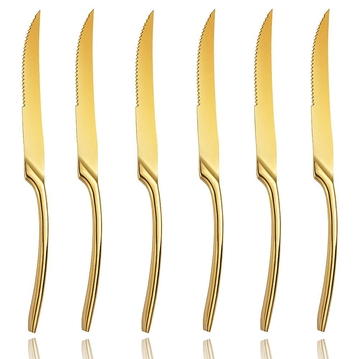 Lemeya 26 Pieces Silverware Set includes 20 Pieces Stainless Steel Flatware Set and 6 Pieces Steak Knives Set，Mirror Polished, Dishwasher Safe