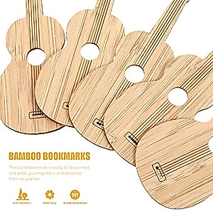 NUOBESTY 6pcs Blank Bookmarks with Hole Cello Shape Bamboo Cutouts Unfinished Vintage Bookmarks for DIY Bookmarks Tag