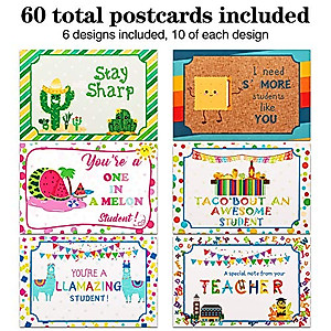 Outus 60 Pieces Back to School Thinking of You School Themed Blank Postcards Colorful Cute Postcards Accessories for Teachers Students Showing Love Encouragement and Support (Mexican Style)