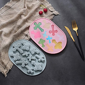 INKU 2 Pcs Christening Decorations Cupcake Cross Mold Christening Cross Mold Baptism Party Baby Fondant Mold Baptism Cupcake Cake Cross Mold Silicone for Baby Shower Wedding Party Supplies