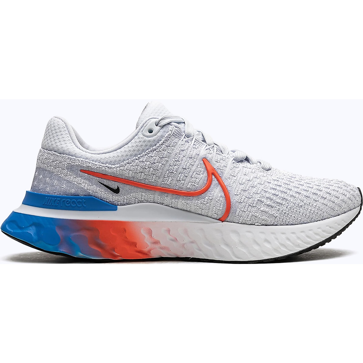 Nike Womens React Infinity Run FK 3, Football Grey/Bright Crimson, 6.5 M US