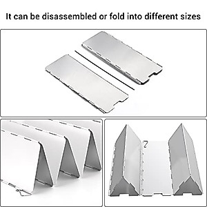 Camping Stove Windscreen, Ohuhu Camp Stove Windscreen 10 Plates Aluminum Folding Portable Camping Stove Windshield Burner Stove with Carry Bag, for Camping Picnic, Backpacking, Cooking
