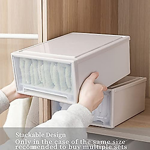 Yishyfier Stackable Plastic Storage Drawer Organizer with Clear Doors for Pantry,Bedroom,Closet,Desk,Home and Office De-Clutter,Store Under-Sink,Shoes and Crafts,Hallway,Entryway,Under Bed,2-Pack