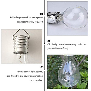 Abaodam 5pcs Solar Light Bulbs LED Outdoor Light Bulb Waterproof Hanging Lights Globe Garden Light for Garden Yard Camping (Warm White Light)