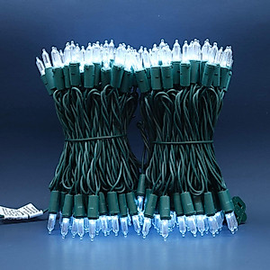 SWEET SHINE 200 Count Cool White LED Christmas Lights, 66 ft Green Wire UL Certified Commercial Grade LED Holiday String Light Set (Cool White)