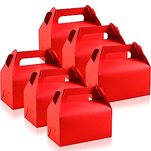 30 Pcs Gable Treat Boxes, Small Goodie Boxes Red Party Favor Boxes Cardboard Kraft Paper Gift Box Dessert Candy Cookie Boxes for Birthday Baby Shower Mothers Day Party Favors, 4.5 x 3.1 x 5.1" (Red)