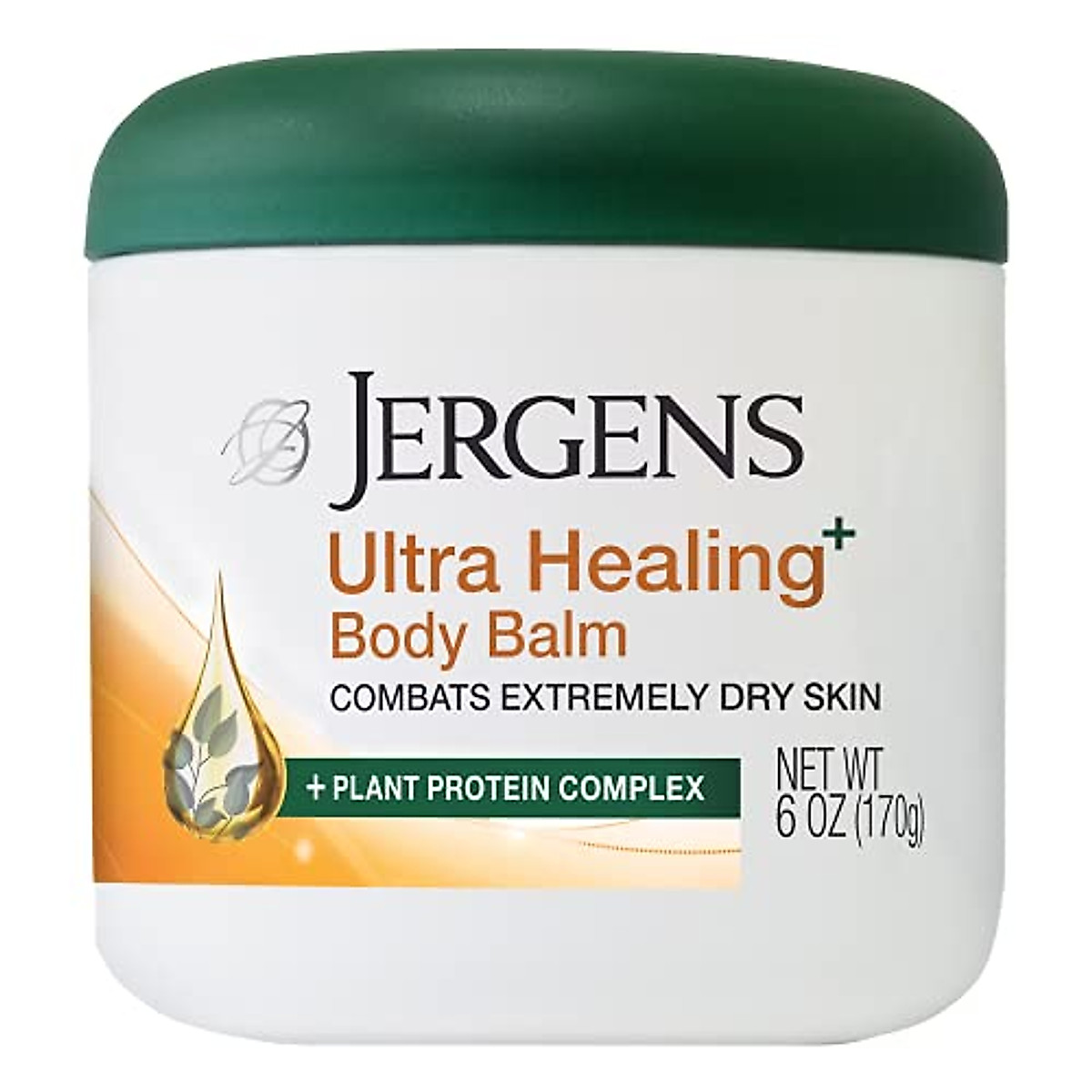 Jergens Ultra Healing Body Balm for Dry Skin, for Extra Dry Skin Relief, 6 Ounces, Formulated with Vitamins C, E and B5 plus Plant Protein Complex