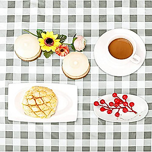 Aksipo Vinyl Picnic Tablecloths and Bench Covers, Waterproof Picnic Table and Bench Seat Covers with Elastic Edges for Outdoor Patio Park, Gray Checkered Flannel Backed Lining, 72 Inch 3 Piece Set