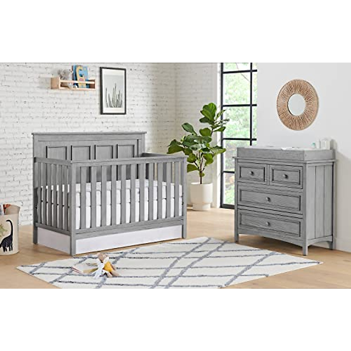 Oxford Baby Bennett 4-in-1 Convertible Crib, Rustic Gray, GreenGuard Gold Certified