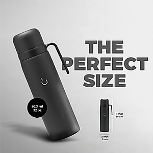 BALIBETOV thermos for mate - Vacuum Insulated With Double Stainless Steel Wall - BPA Free - A Thermo Specially Designed for Use With Mate Cup or Mate Gourd (Black, 32 OZ)