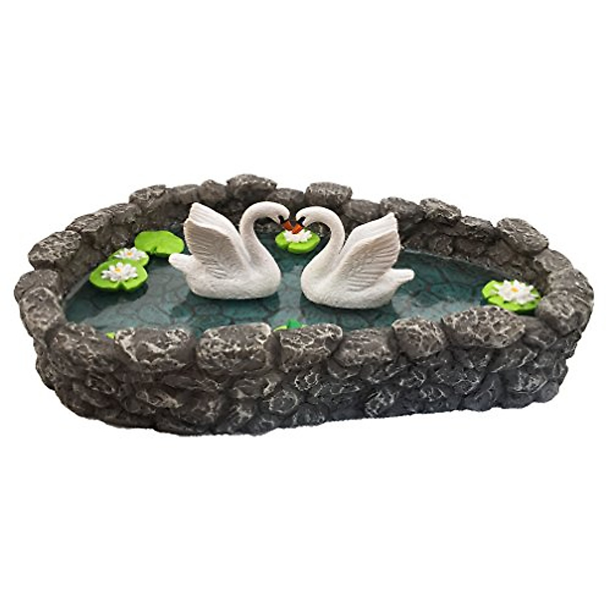 GlitZGlam Swan Miniature Pond - Love is in The air! A Miniature Swan Lake for a Miniature Fairy Garden and Miniature Garden Accessories