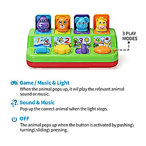 FS Pop Up Toys for Babies 6 to 12 Months with Light and Music, Cause and Effect, 9 10 12 18 Month Old Baby Toys for 1 Year Old Boys & Girls