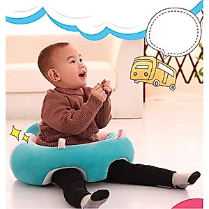 Baby Support Seat Sofa Plush Soft Animal Shaped Baby Learning to Sit Chair Keep Sitting Posture Comfortable Infant Sitting Chair for 4 Months up Baby (Blue)