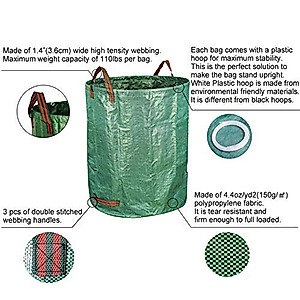 Gardzen 2-Pack 132 Gallons Gardening Bag with Double Bottom Layer - Extra Large Reuseable Heavy Duty Gardening Bags, Lawn Pool Garden Leaf Waste Bag, Comes with Gloves