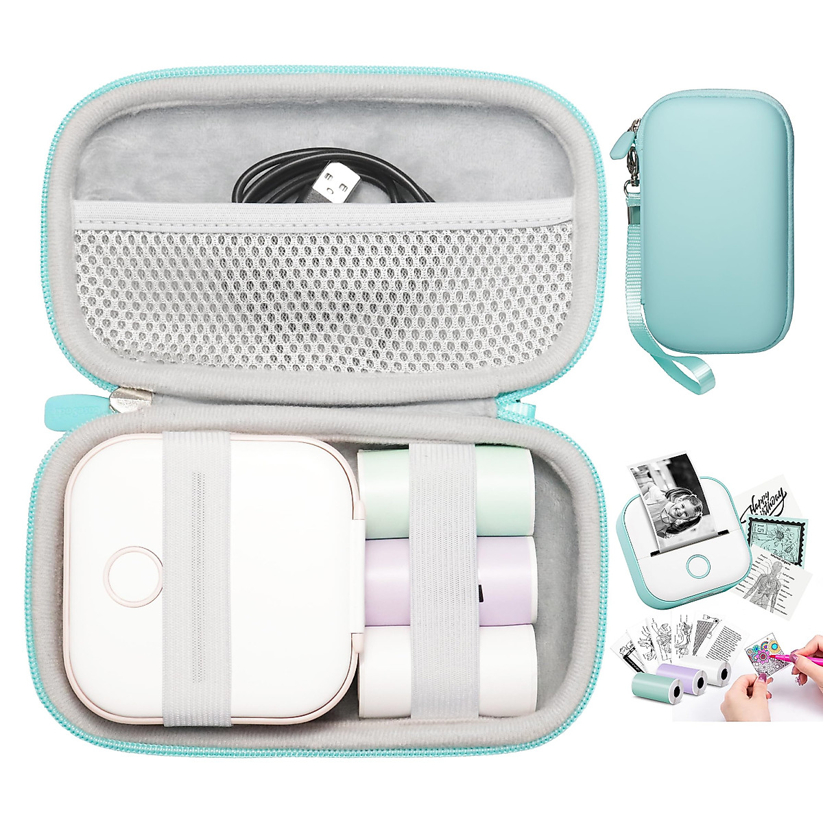 CaseSack Case for Memoking Mini Printer - T02 Mini Portable Small Printer (Mint)