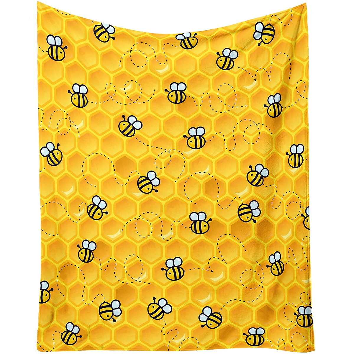 Bee Blanket Gifts - 40x50 Inches Cute Throw Blanket for Women & Girls - Yellow Soft Fuzzy Plush Blankets for Couch, Sofa