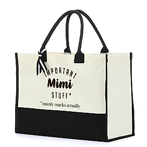 FORBIDDEN PAPER Mimi Gifts Tote Bag Important Mimi Stuff Tote Mother's Day Gift Grandma Gifts Birthday for Mimi Handbag Shopping Bag Grocery Bag Utility Tote