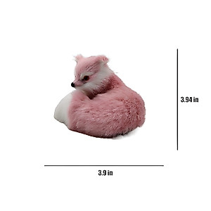 DZYUZK Pink Fox Plush Toy - Cute Realistic Children's Stuffed Animal, Soft Faux Fur (3.94")