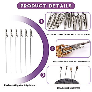 Swpeet 14Pcs 360 Degree Rotation Model Painting Stand Base Holder and 6 Inch Model Painting Alligator Clip Stick with Invisible Tape Assortment Kit Perfect for Airbrush Spraying Hobby Modeling Parts