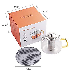 Glass Teapots for Stove Top (40oz/1200ml) Thicken Tea Pots for Loose Tea with Basket Infusers, Glass Tea Kettle Ideal Tea Sets for Women Tea Maker Gift