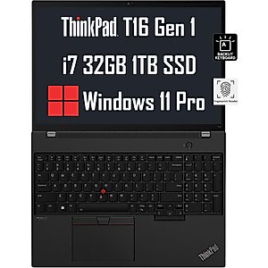 Lenovo ThinkPad T16 Business Laptop (16" FHD+ 16:10, Intel 12-Core i7-1260P, 32GB RAM, 1TB SSD), Backlit keyboard, Fingerprint Reader, 2x Thunderbolt 4, FHD IR Webcam, Wi-Fi 6E, Win 11 Pro, Black