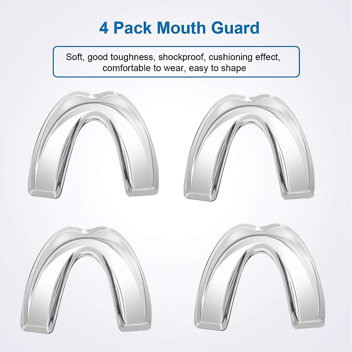 4 Pack Kids Mouth Guard for Grinding Teeth, Night Sleep Teeth Guards, Eliminates TMJ & Teeth Clenching, Stops Bruxism, Teeth Whitening Tray, Sport Athletic Mouth Guard (Kid Size only fit for Kids)