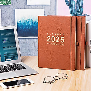 2023 Planner - Weekly & Monthly Planner 2023, 8.5" x 11", Jan 2023 - Dec 2023, Pen Holder, Calendar Stickers, Pocket, 25 Notes Pages, Faux Leather Cover, 2 Book Marks, A4 Premium Paper - Brown