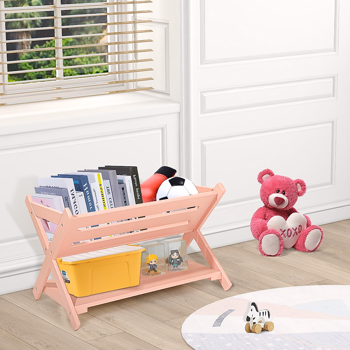 WDSHIYI Kids' Book Caddy with Shelf, Kids Bookcase Storage with Shelf, Kids Book Storage Organizer for Toddlers