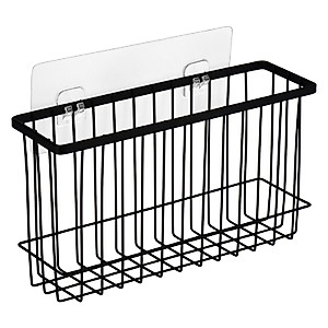 Toplife Wall Door Adhesive Kitchen Wrap Organizer Rack, No Drilling, Black