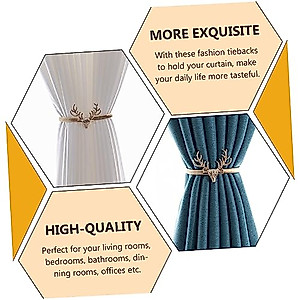 Garneck 2pcs Curtain Shower Curtain Straps Antler Curtain Holdbacks Curtain Cord Tieback Torkstrap Shower Curtain Spring Decorative Curtains Metallic Curtains Simple Curtain Holders Golden