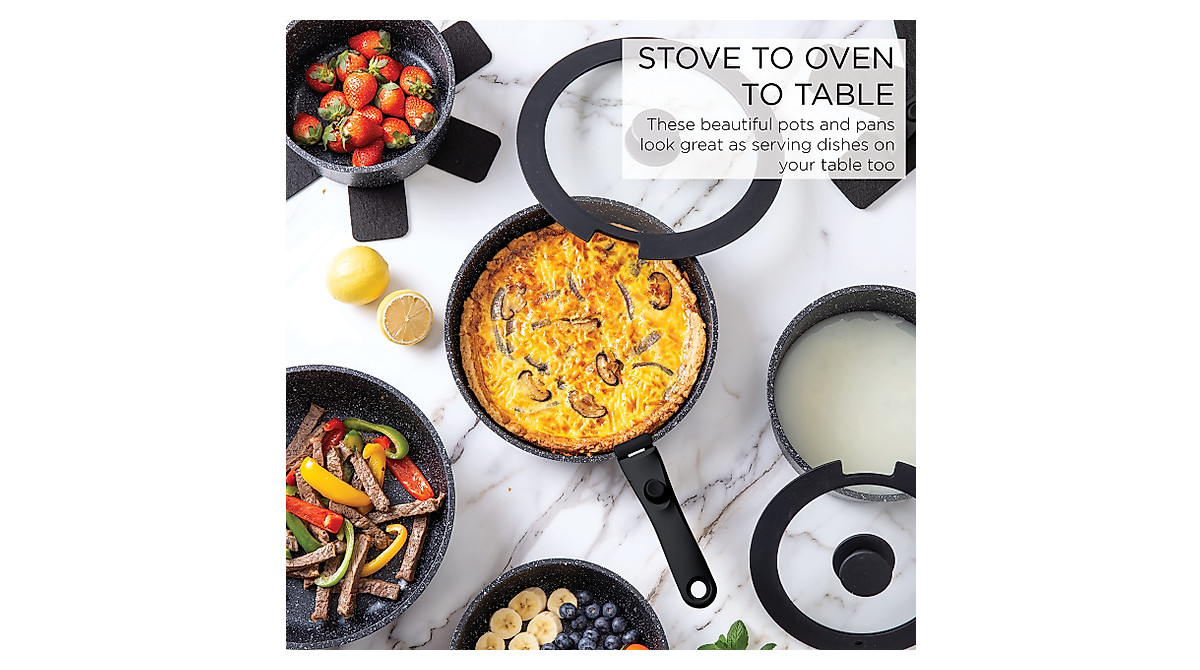 Country Kitchen 13-Piece Nonstick Cookware Set - Oven Safe & Space-Saving