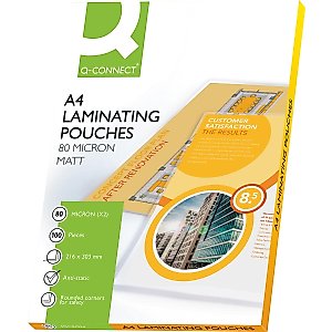 Q-Connect KF24057 Laminating Pouch A4 Matt 80-Micron (Pack of 100)