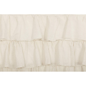 VHC Brands Country Kitchen Curtains Rod Pocket Farmhouse Burlap Antique White Ruffled Valance 16" x 60"