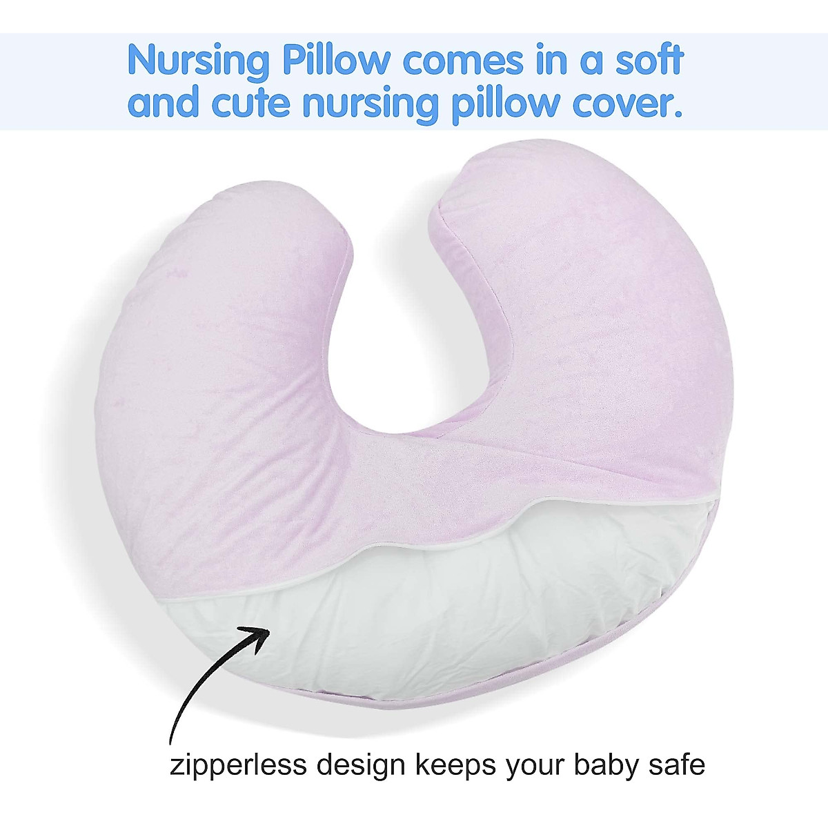 LAT Waterproof Nursing Pillow and Positioner, Breastfeeding Pillow for Mom,Newborn Infant Soft Cotton Feeding Cushion for Boys and Girls(Pink)