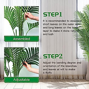 YULISKY Artificial Areca Palm Plant, 5 FT Fake Palm Tree in Pot, Tall Faux Silk Plant, 12 Leaves Faux Palm for Home Decor Office Living Room Perfect Housewarming Gift