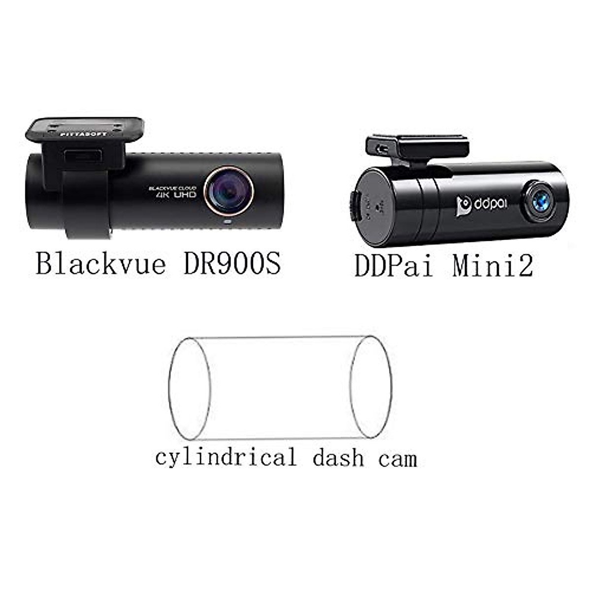 Dash Cam Mirror Mount - Fits Cylindrical BlackVue DR900S/750S/650S Series/DDPAI Car Rearview Mirror Mount Kit