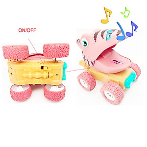 WedFeir Dinosaur Pull Back Cars Set of 3, Flashing Lights and Dino Roar Music Toys Dinosaur Toys for 3 Year Old Boy, Dinosaurs Pull Back Cars, Monster Trucks for Kids, Bithday Gifts for 3+ Years Old.