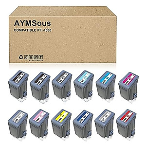 AYMSous Compatible Ink Cartridge Replacement for Canon PFI-1000 for Canon imagePROGRAF PRO-1000 (MBK PBK C M Y R GY B PGY PC PM CO 12-Pack)