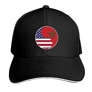 Yin Yang Flag Combination of America and Morocco Baseball Cap Men Women Casual Duck Tongue Hat Casquette Caps Black