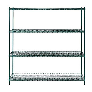Nexel Poly-Green Adjustable Wire Shelving Unit, 4 Tier, Heavy Duty Commerical Storage Organizer Wire Rack, 24" x 72" x 74", Green