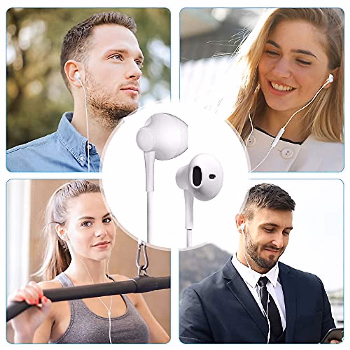 SHDKJXH 4 Pack of 3.5mm Jack Wired Earbuds for Computer、Laptop、iPhone、iPad and Android Phones wtih Microphone and Cord in School 、 Office and Home