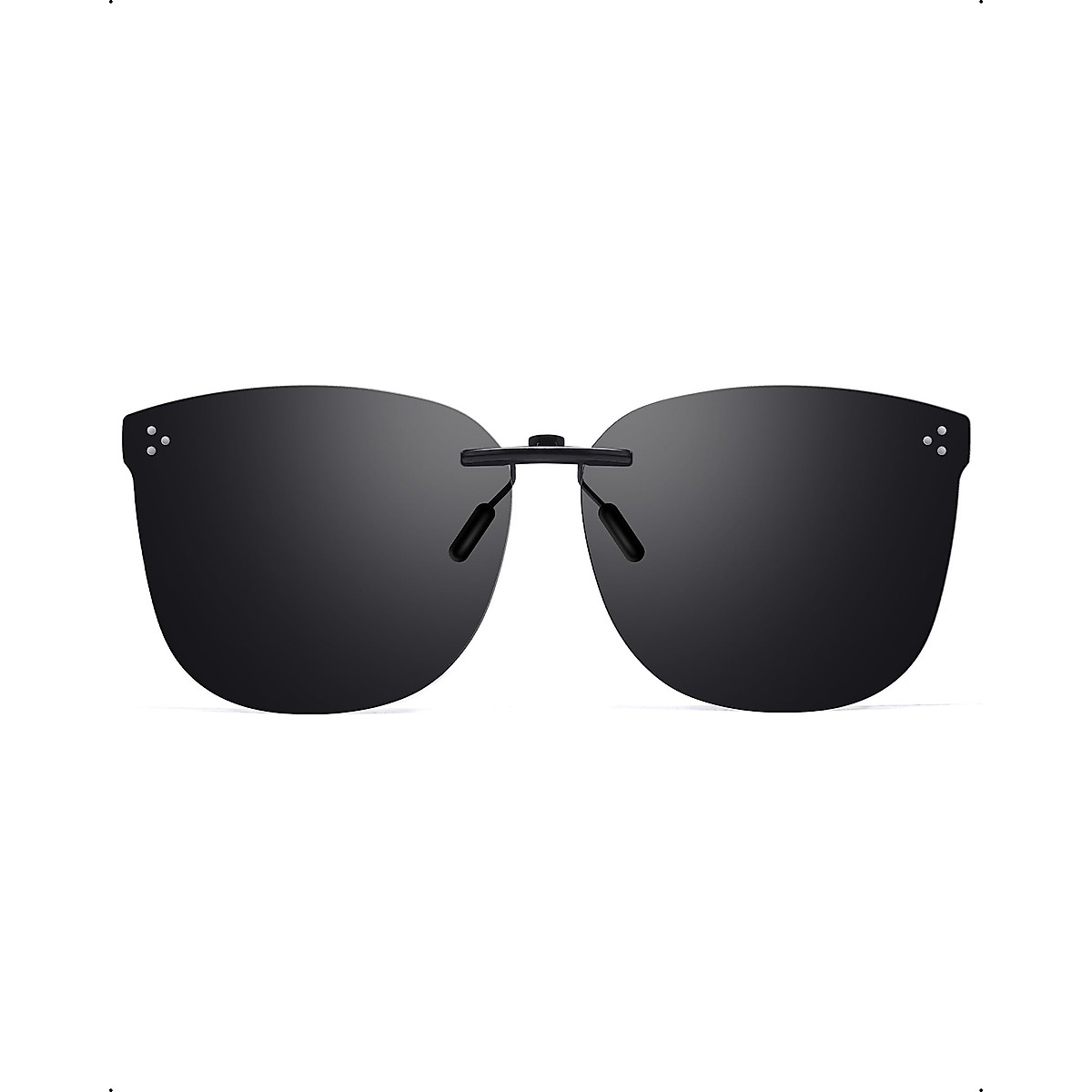 Xfeel Black Polarized Clip On Sunglasses Over Prescription Glasses for Women Men, Fit Over Eyeglasses Trendy Shades