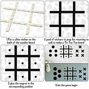 Wood Magnetic Tic Tac Toe Wall-Mount Game Fun Tic Tac Toe for Kids and Adults, Wood Board Travel Game Bedroom Playroom Wall Decals Modern Wall Art