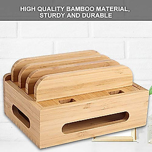 Okuyonic Remote Control Storage Box, Bamboo Storage Box Charging Storage Rack Easy Cleaning Premium Bamboo Material for Home for Storage for Woman