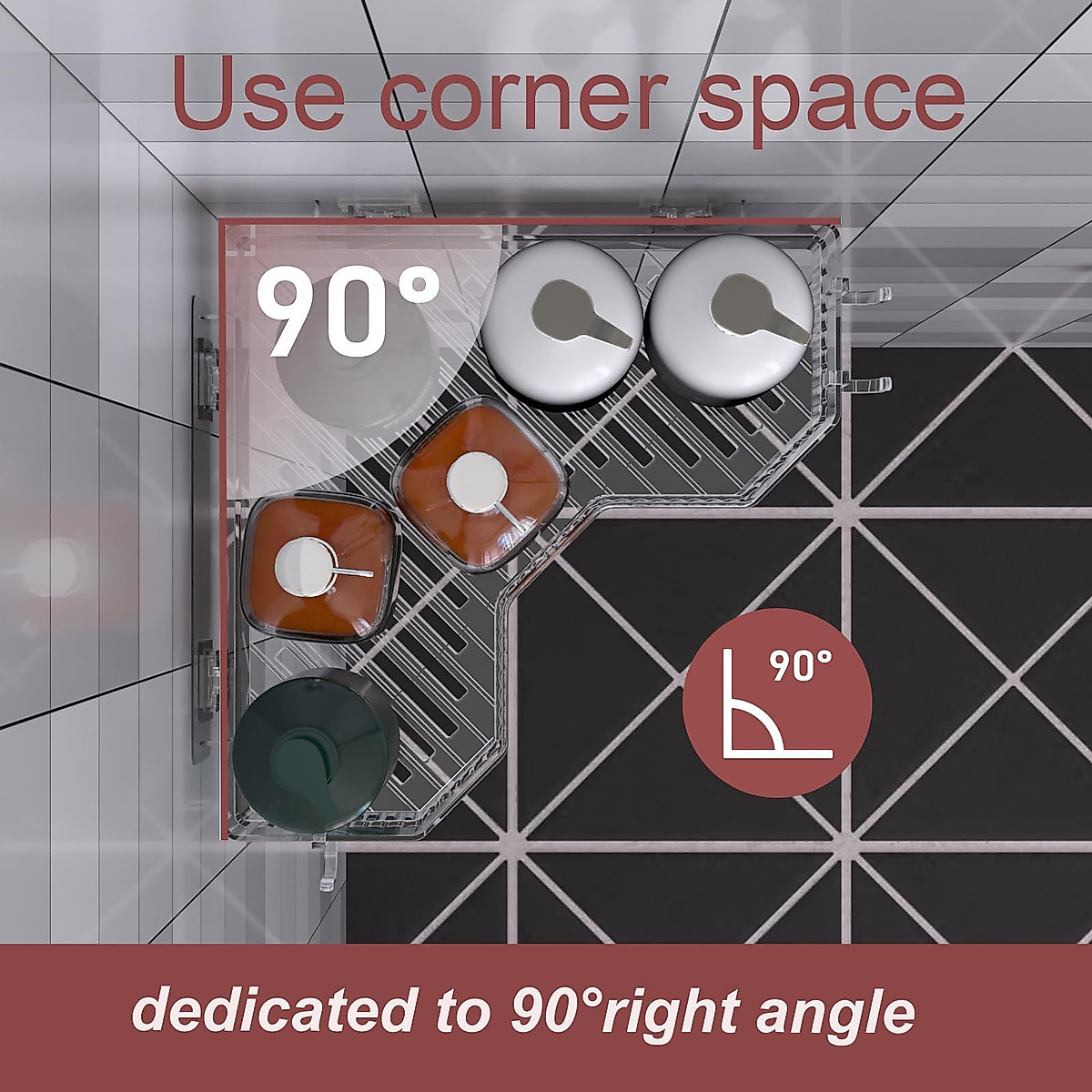 Cq acrylic Corner Shower Caddy - 2 Pack,Adhesive Shower Organizers,Wall Mounted Rustproof Clear Shower Shelves,No Drilling Bathroom Shampoo Organizers and Shower Storage Racks,Space-Savin