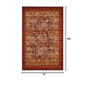 SAFAVIEH Lyndhurst Collection Area Rug - 6' x 9', Red & Multi, Traditional Paisley Design, Non-Shedding & Easy Care, Ideal for High Traffic Areas in Living Room, Bedroom (LNH224B)